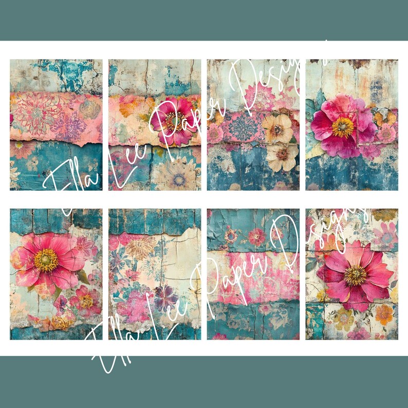 40 Boho Floral Digital Artist Trading Cards | Instant Download | ATC ...