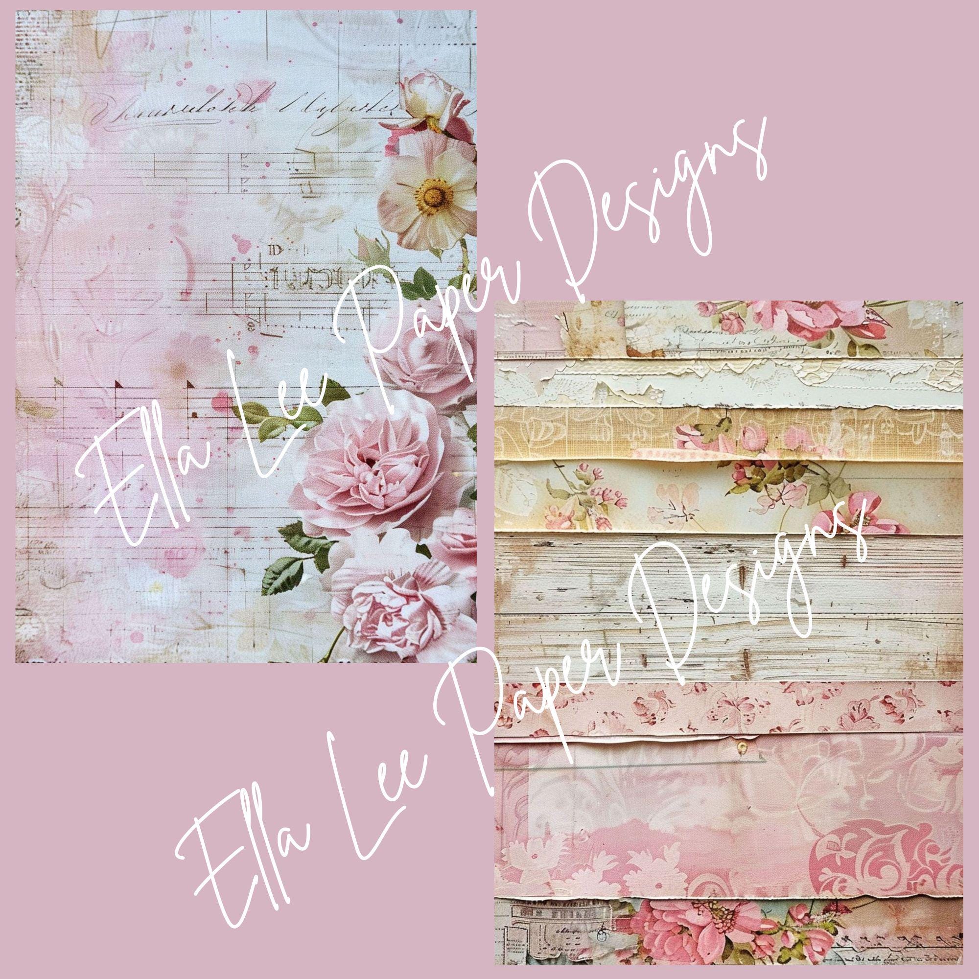 12 Dollhouse Wallpaper Designs | A4 Size | Shabby Chic Pink | Digital ...