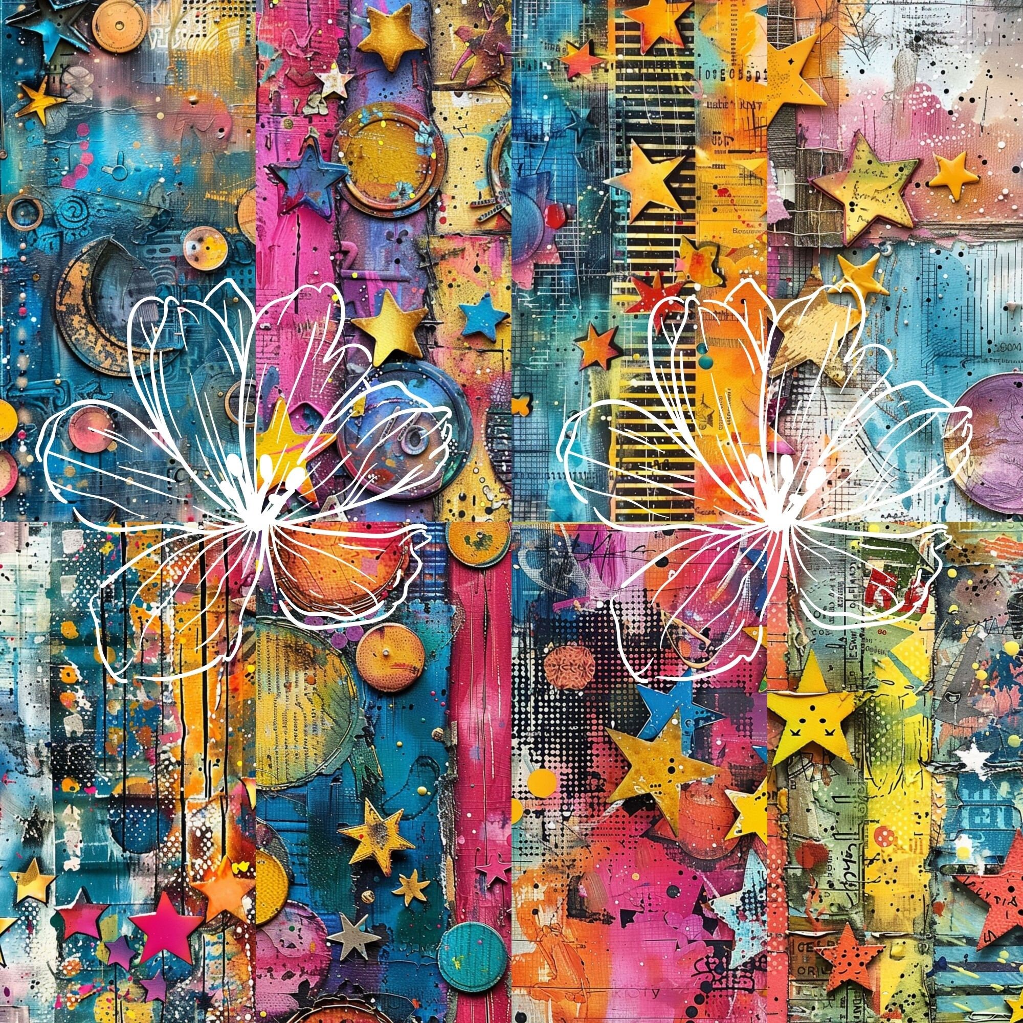 Mixed Media Digital Paper Junk Journal Paper Printable Paper Digital ...