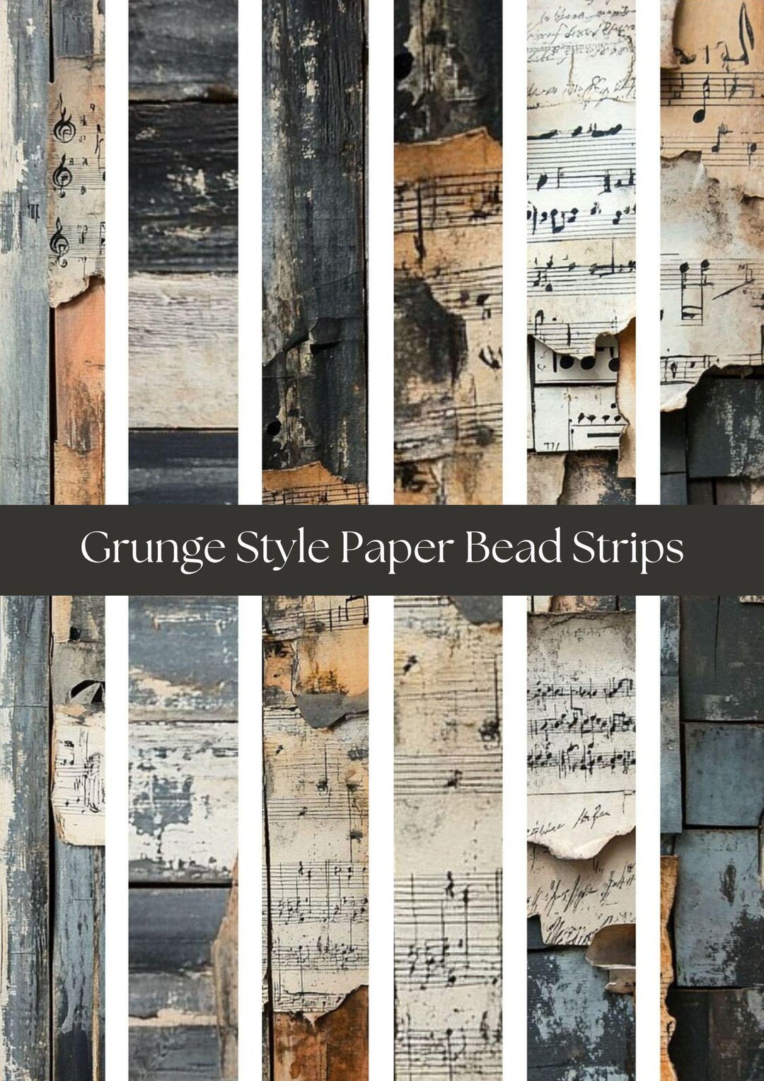 A4 | Paper Bead Strips | Set of 36 Colourful Strips | Grunge Style ...