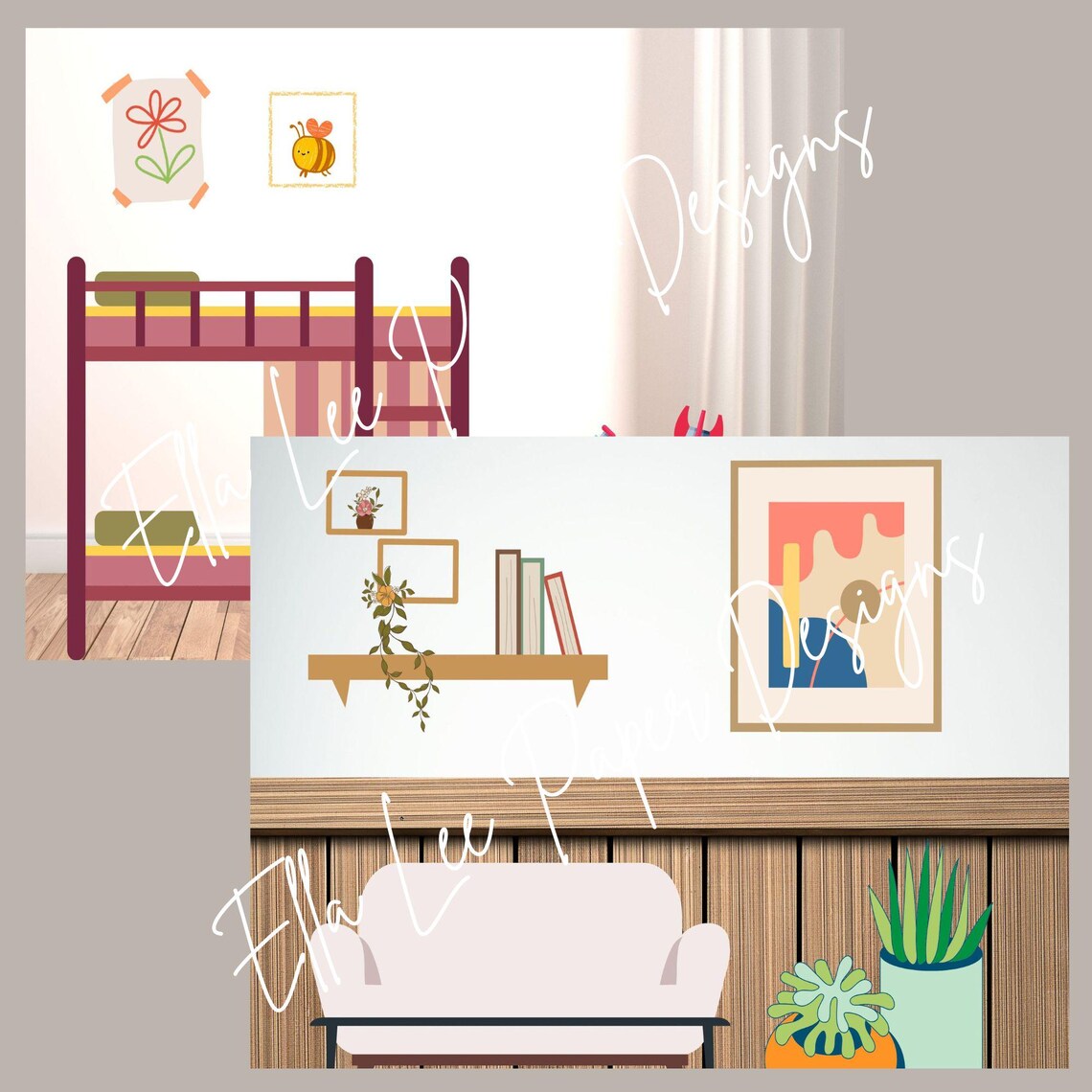 12 Dollhouse Wallpaper Designs | 11 X 8.5inch | Digital Download ...