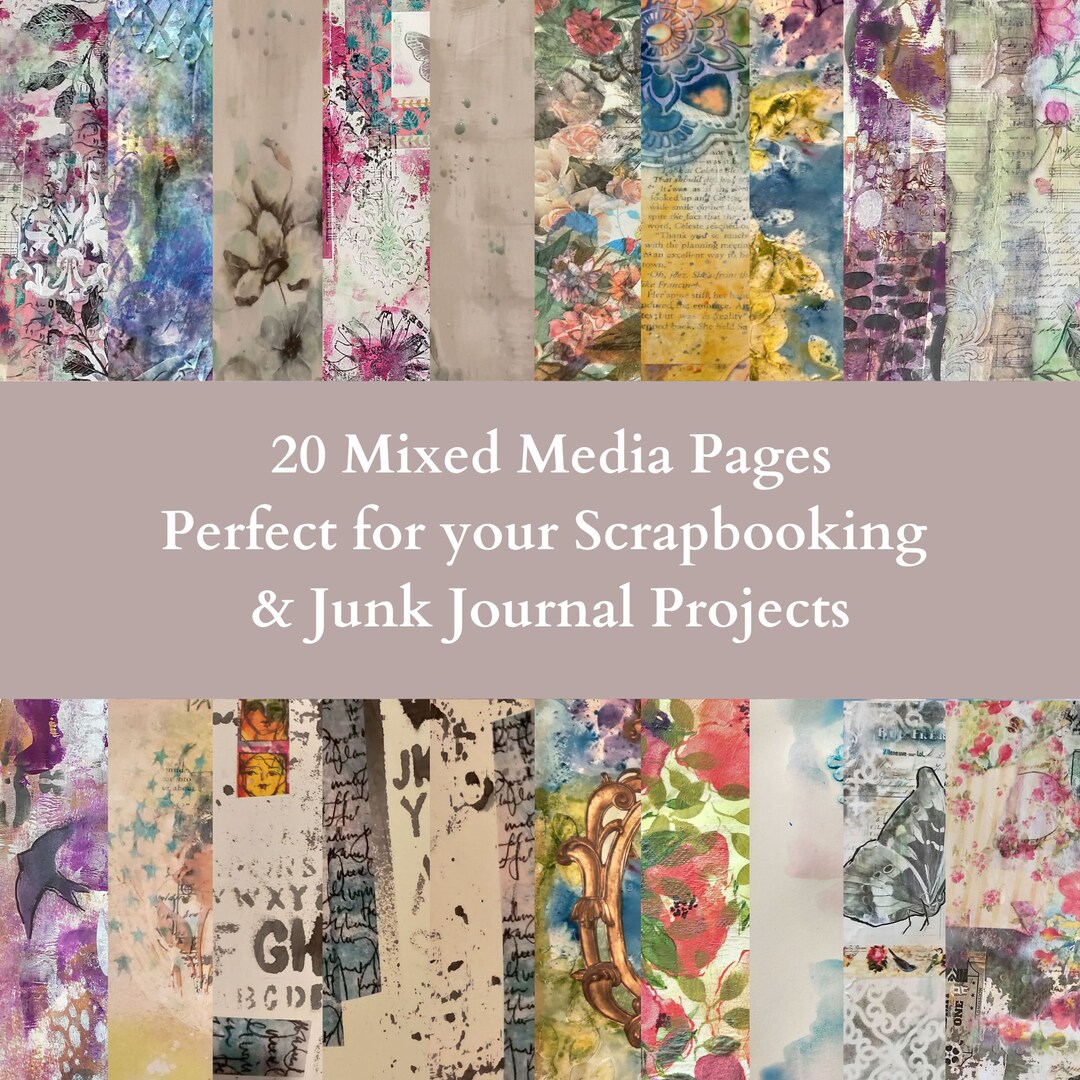 Mixed media background pages-20 pages set 1, Instant Download, A4 size ...