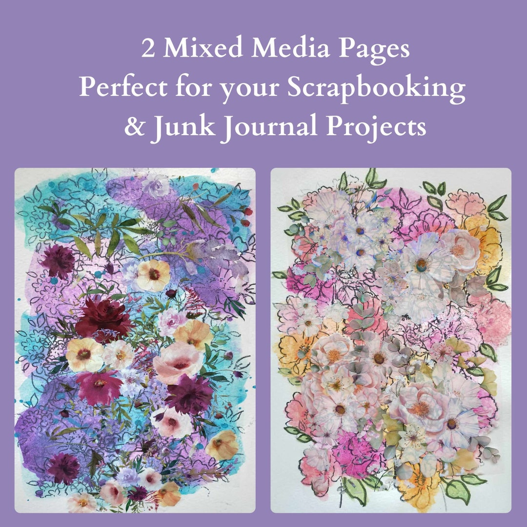 2 Pages, Mixed Media Background Pages, Instant Download, for Junk ...