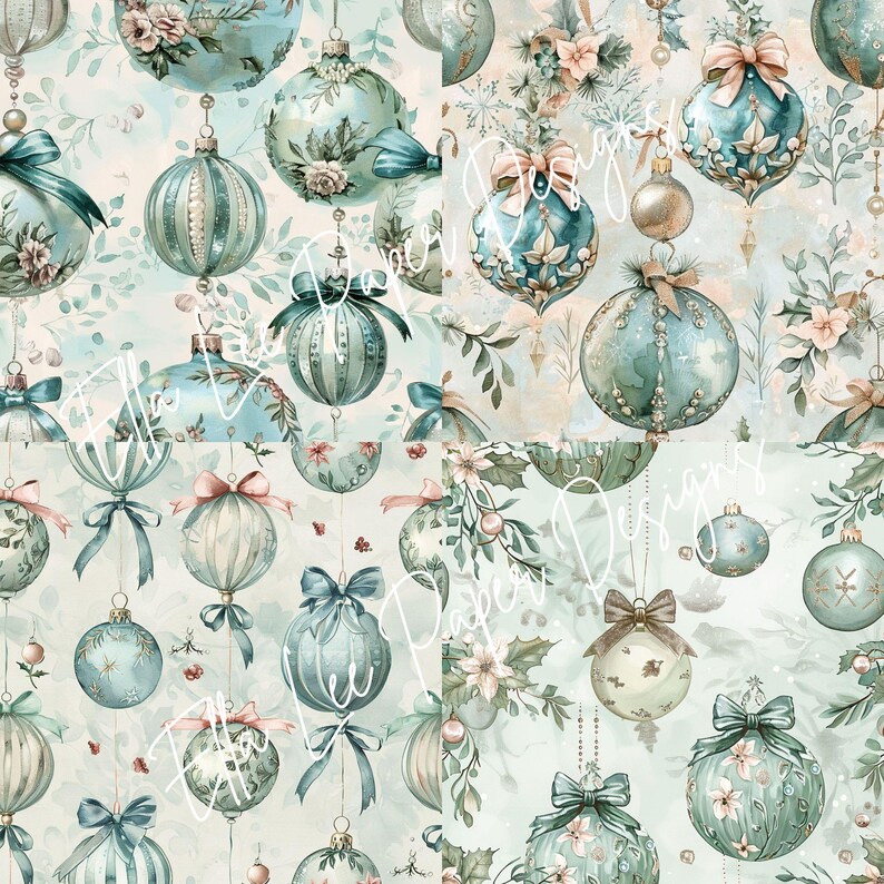 12 X 12 Seamless Blue Christmas Digital Papers | 20 Papers | Watercolor ...