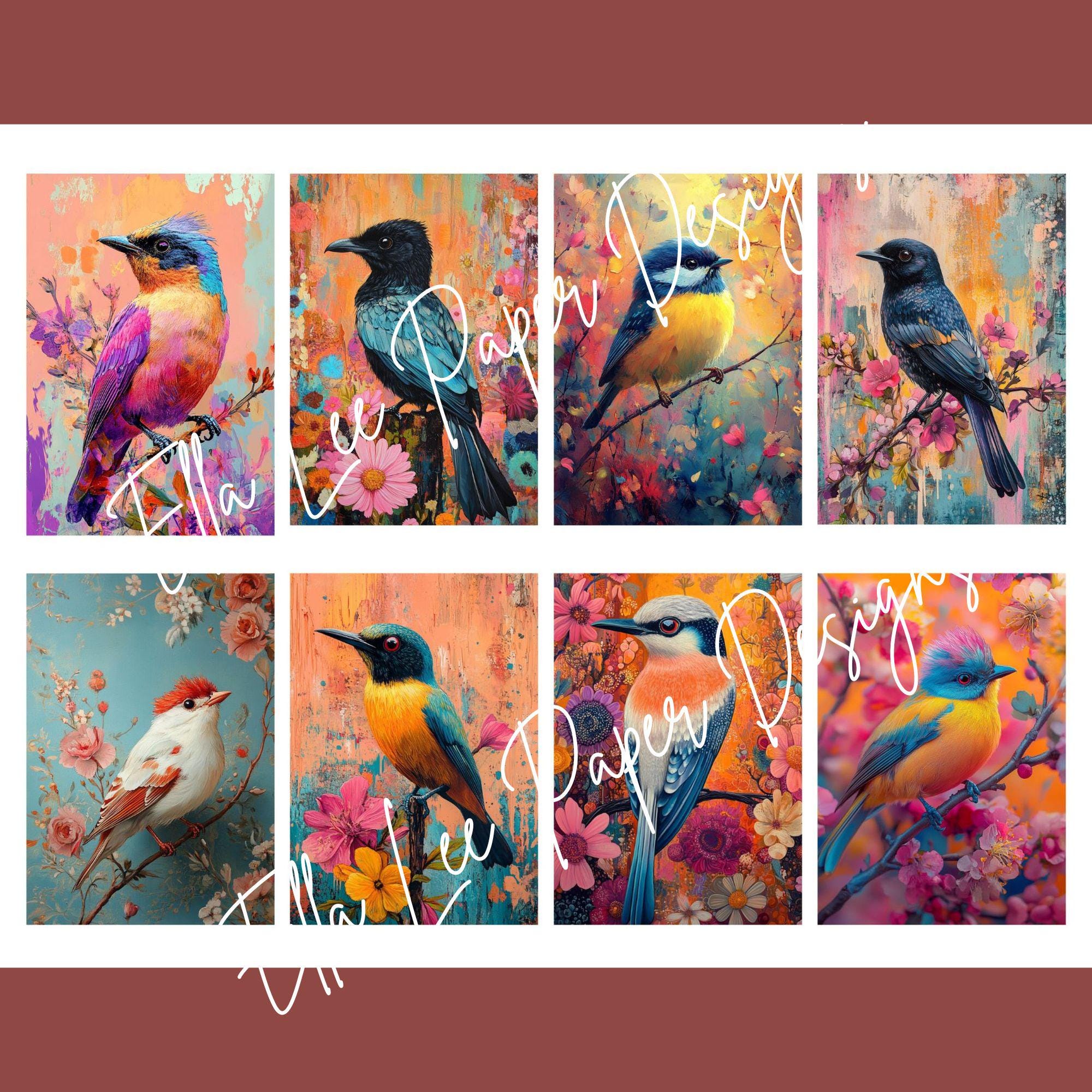 40 Beautiful Birds Artist Trading Cards Instant Download ATC Cards ...