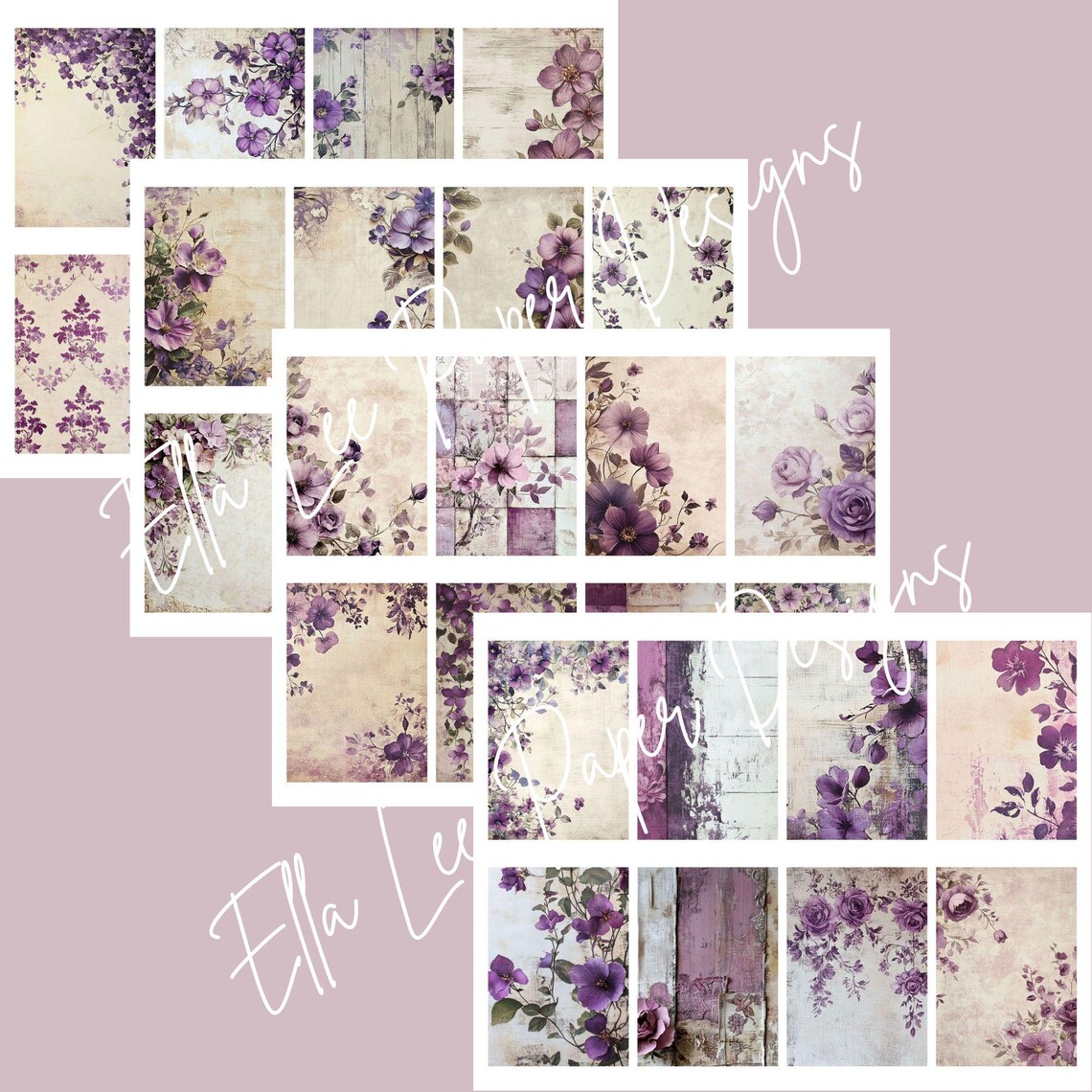 200 Shabby Chic Floral Digital Artist Trading Cards | Mega Set of ATC ...
