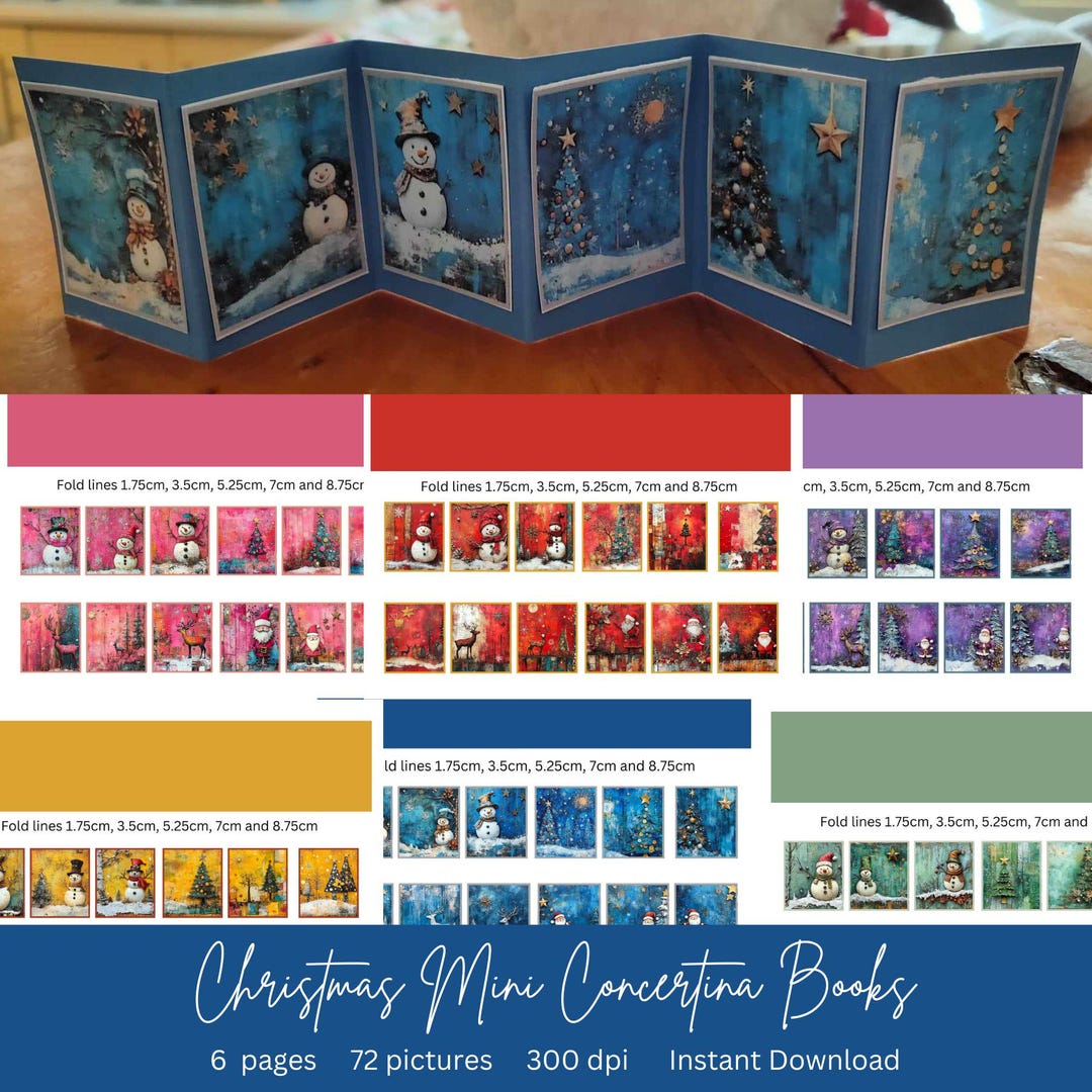 Whimsical Christmas Mini Concertina Books Instant Download Perfect for ...