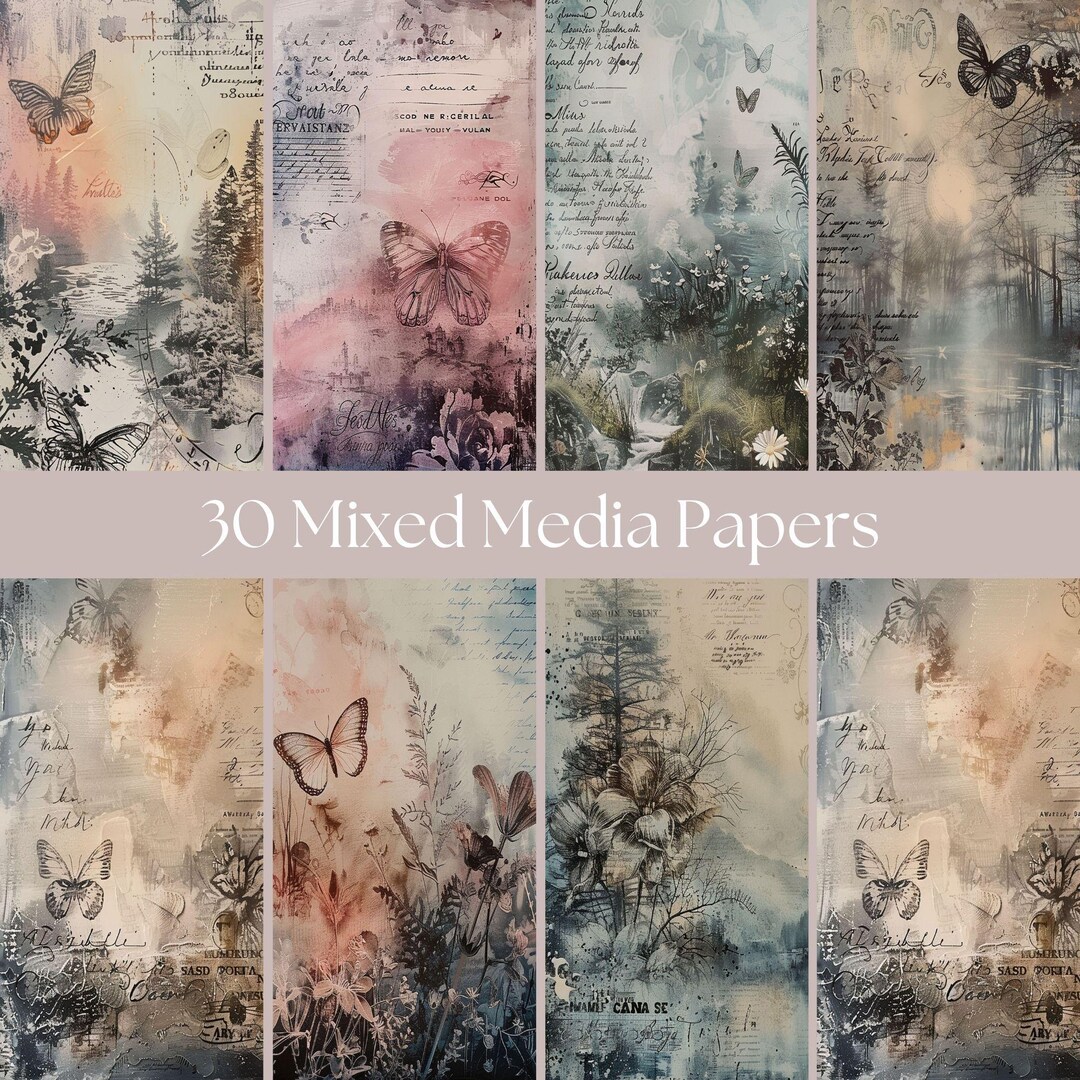 30 Mixed Media Paper Designs | A4 Size | Perfect for Junk Journal Pages ...