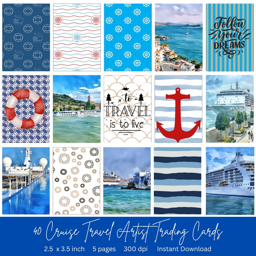 40 Cruise Travel Artist Trading Cards | Instant Download | ATC Cards ...