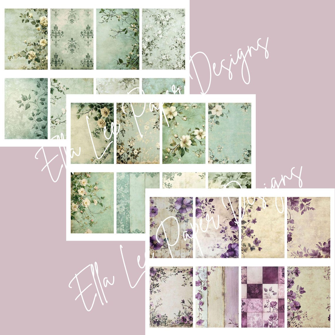 200 Shabby Chic Floral Digital Artist Trading Cards | Mega Set of ATC ...