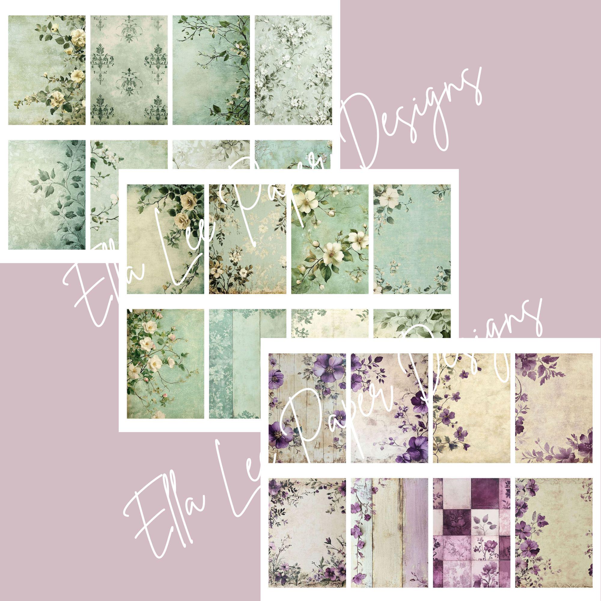 200 Shabby Chic Floral Digital Artist Trading Cards | Mega Set of ATC ...