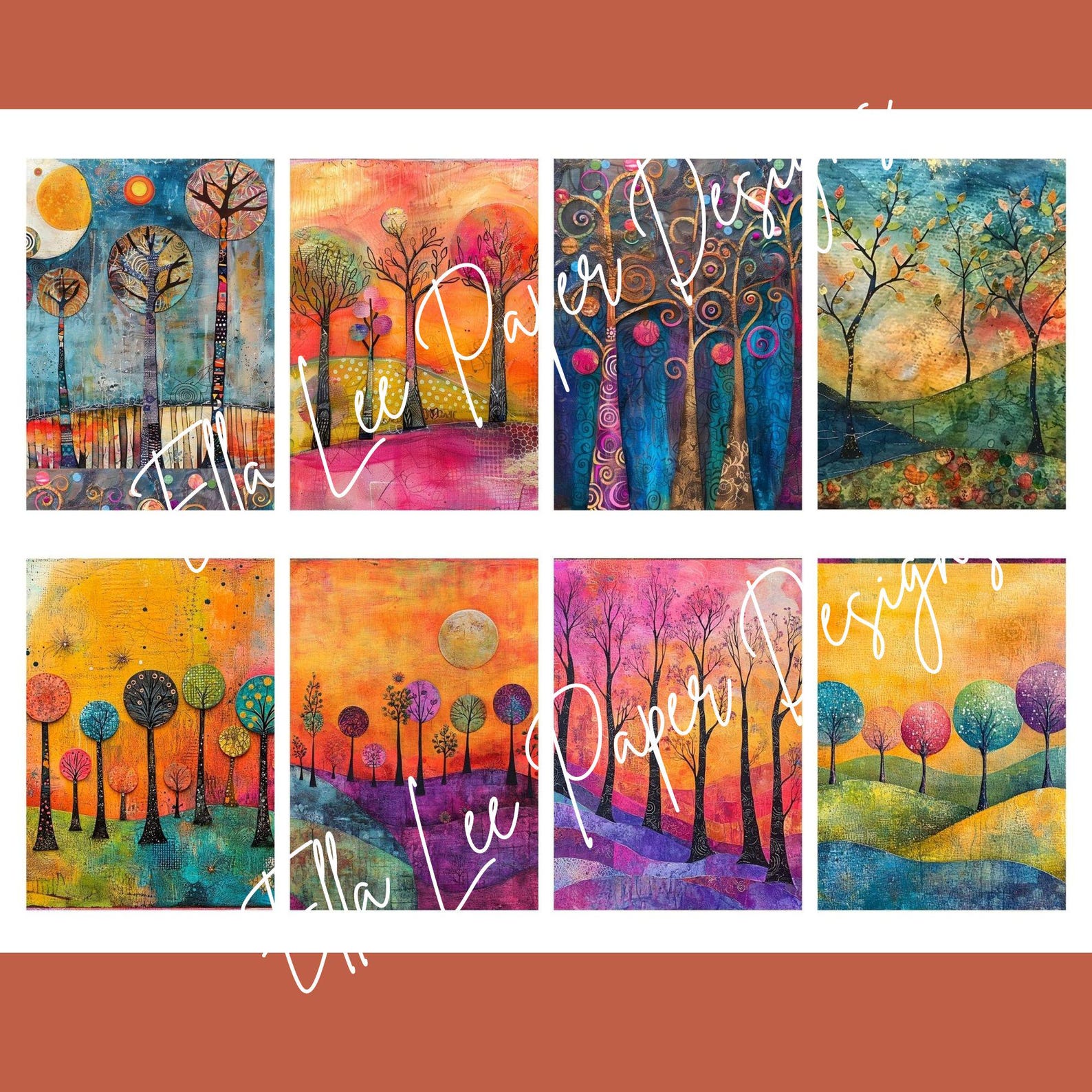 80 Whimsical Trees Artist Trading Cards | Instant Download | ATC Cards ...