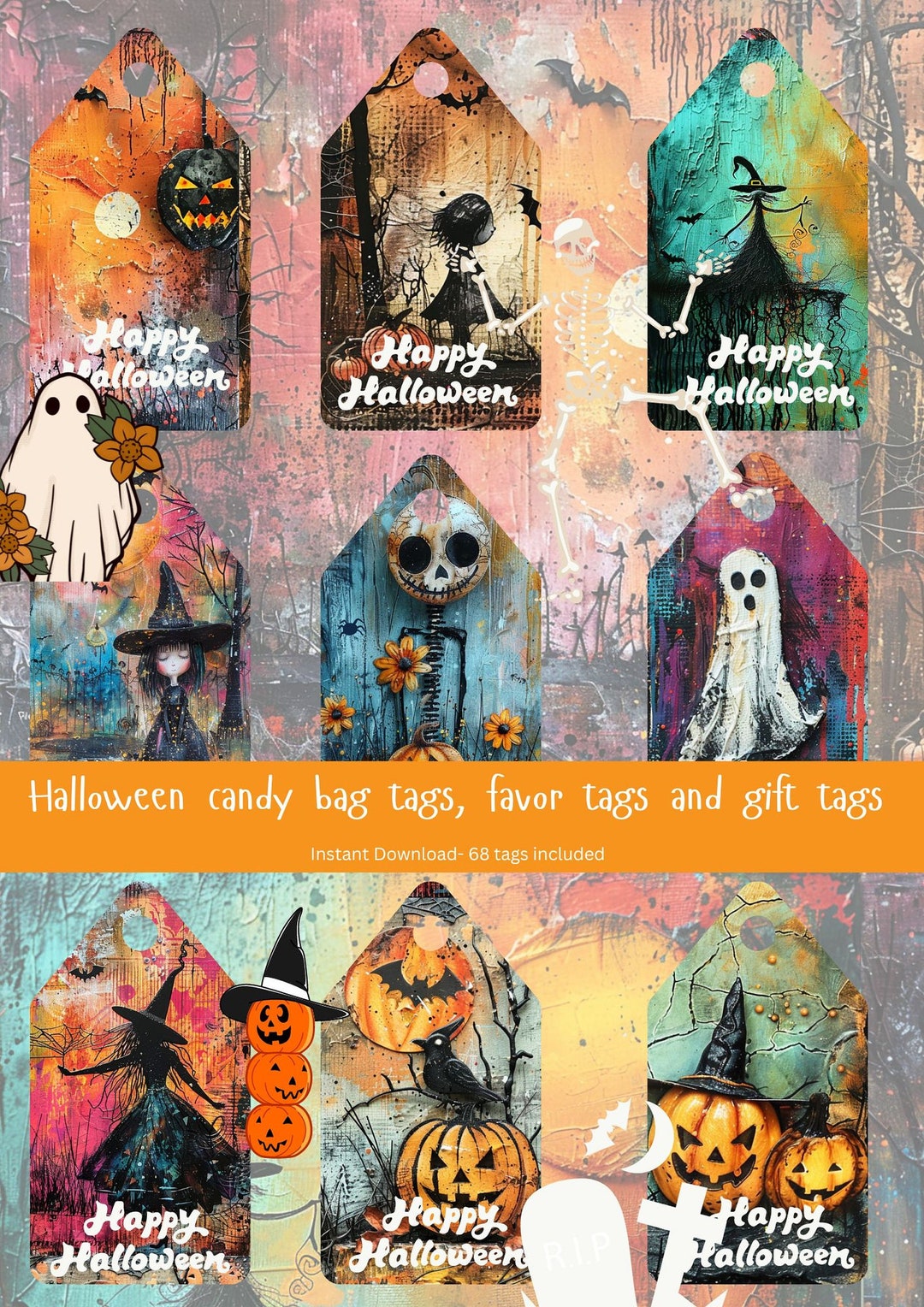Halloween Candy Bag Tags, Favor Tags and Gift Tags Perfect for ...