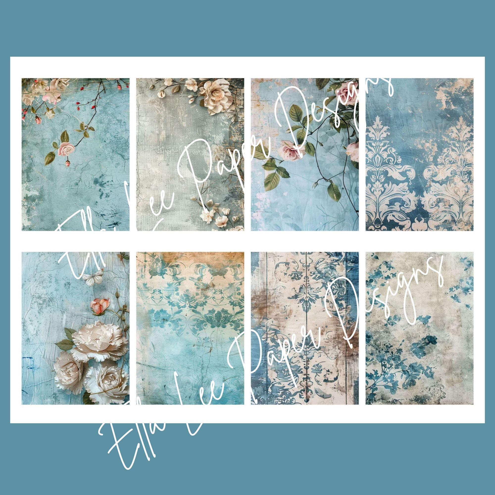 40 Blue Shabby Chic Digital Artist Trading Cards | Instant Download ...