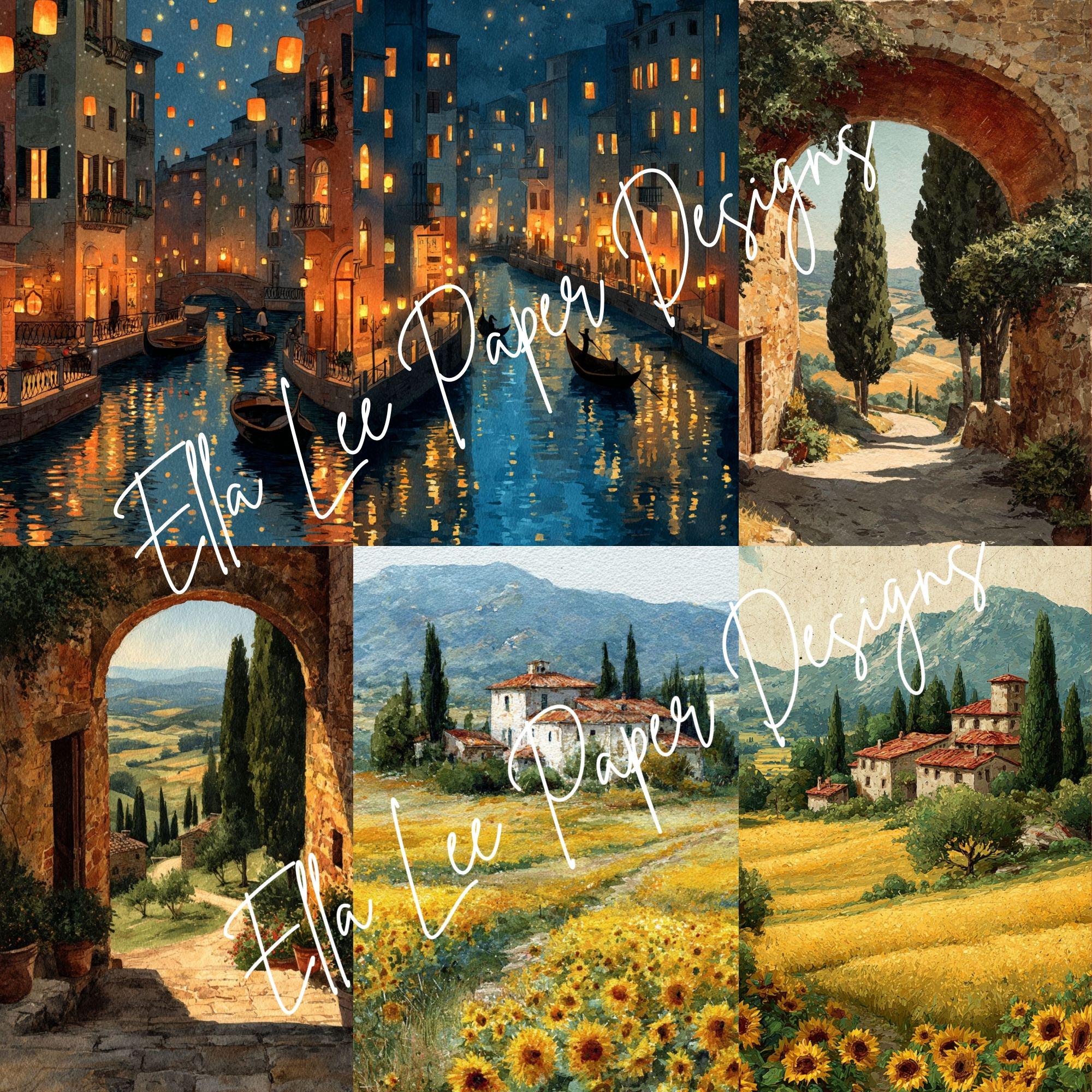 A4 Italian Digital Papers Travel Junk Journal Kit –30 Page Decorative ...