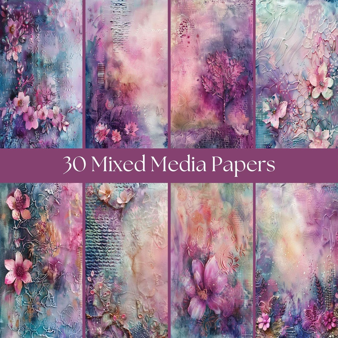 30 Mixed Media Paper Designs | A4 Size | Perfect for Junk Journal Pages ...