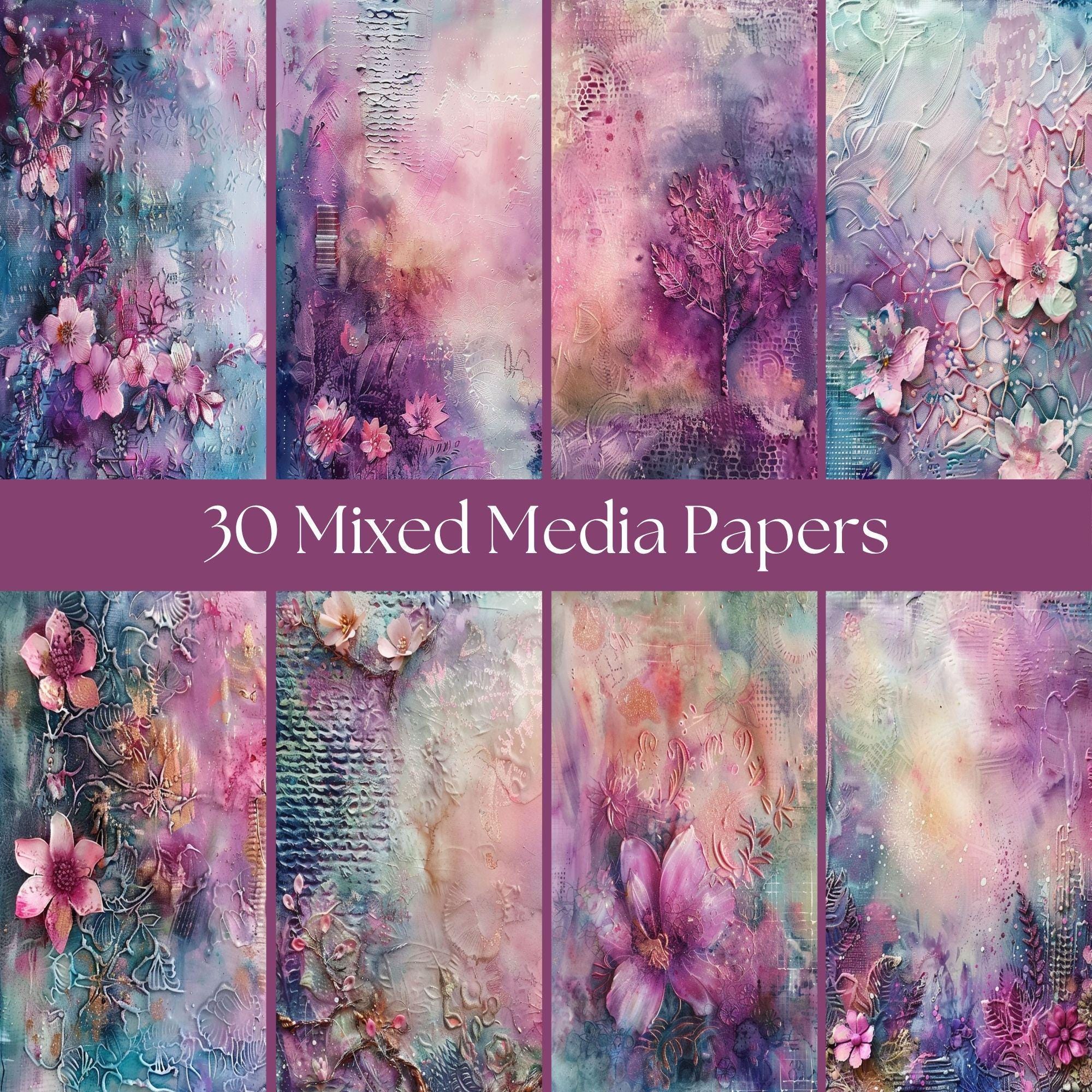 30 Mixed Media Paper Designs | A4 Size | Perfect for Junk Journal Pages ...