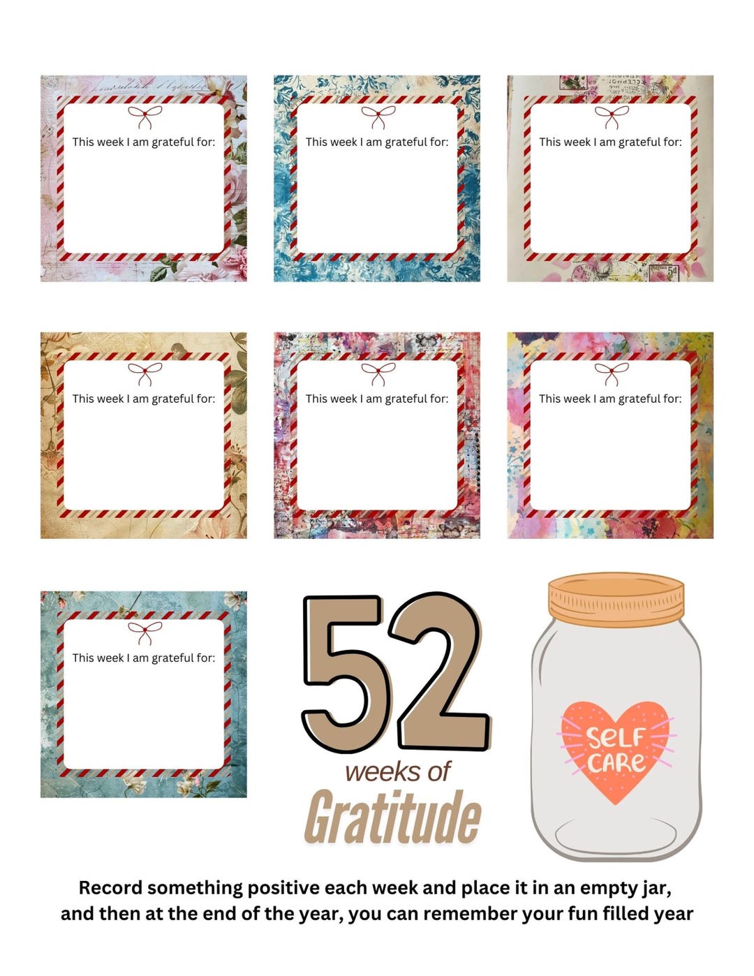 A Year of Gratitude |instant Download |print at Home |8.5inch X 11 Inch ...