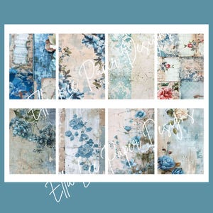 40 Blue Shabby Chic Digital Artist Trading Cards | Instant Download ...