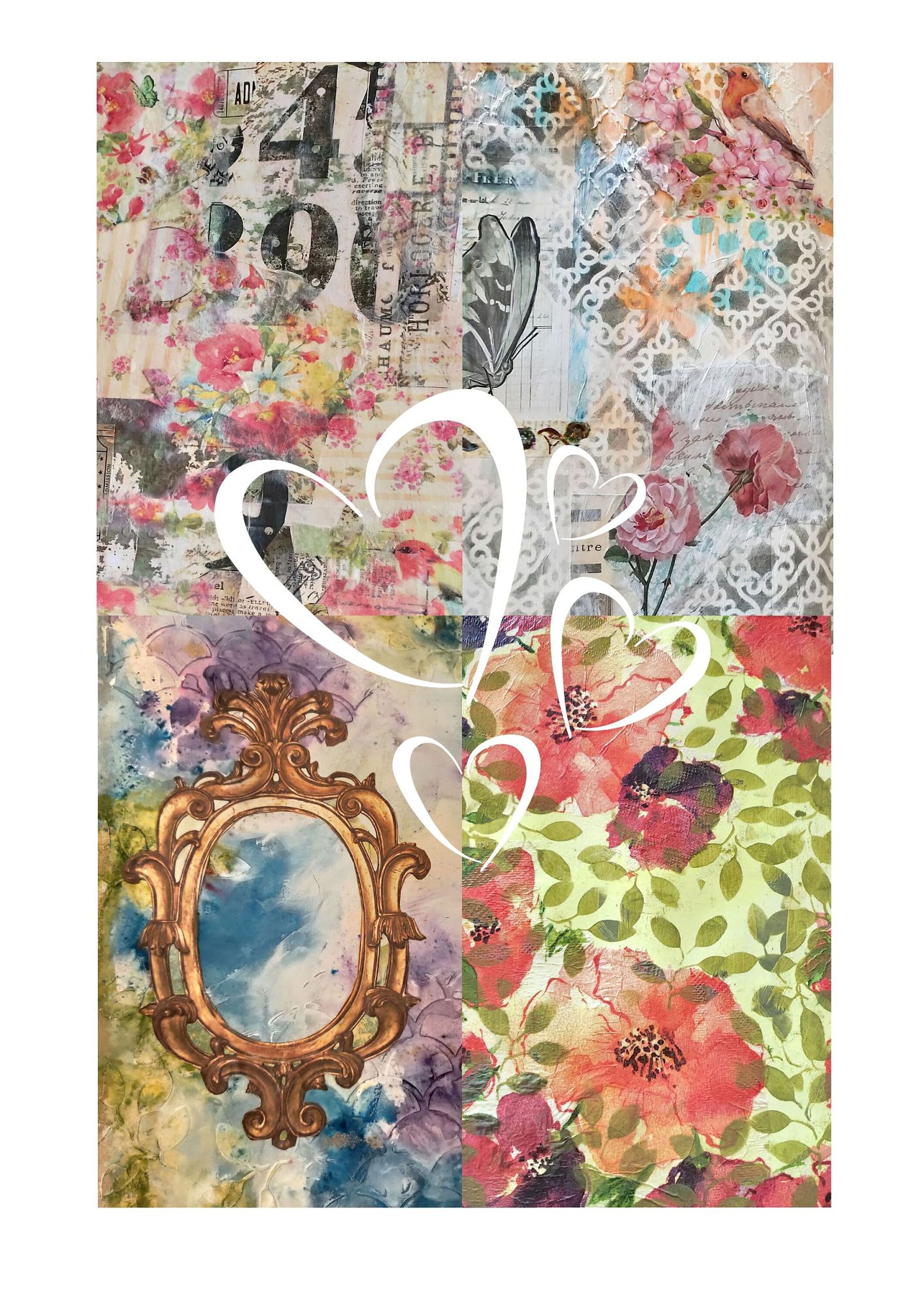 Mixed media background pages-20 pages set 1, Instant Download, A4 size ...