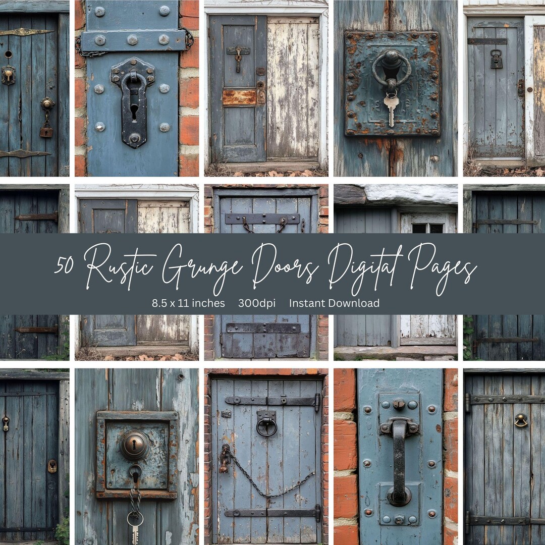 50 Rustic Grunge Doors Junk Journal Papers | 8.5 X 11 Inches ...