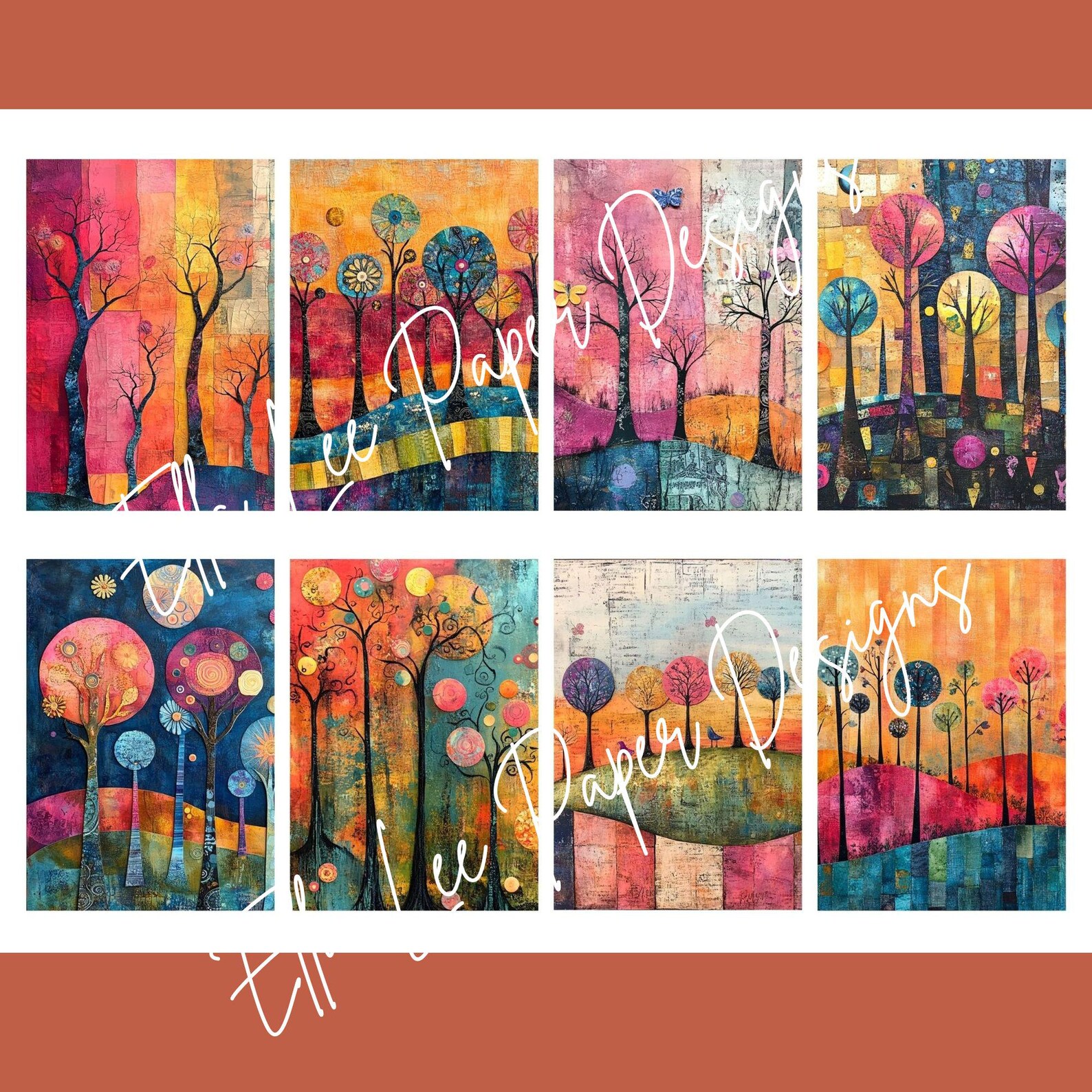 80 Whimsical Trees Artist Trading Cards | Instant Download | ATC Cards ...