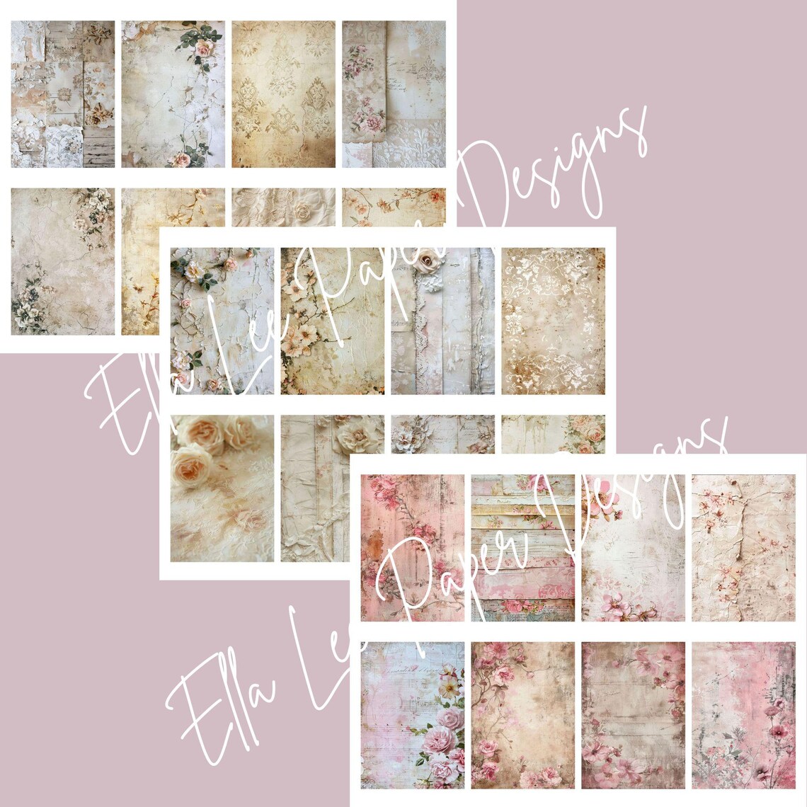 200 Shabby Chic Floral Digital Artist Trading Cards | Mega Set of ATC ...