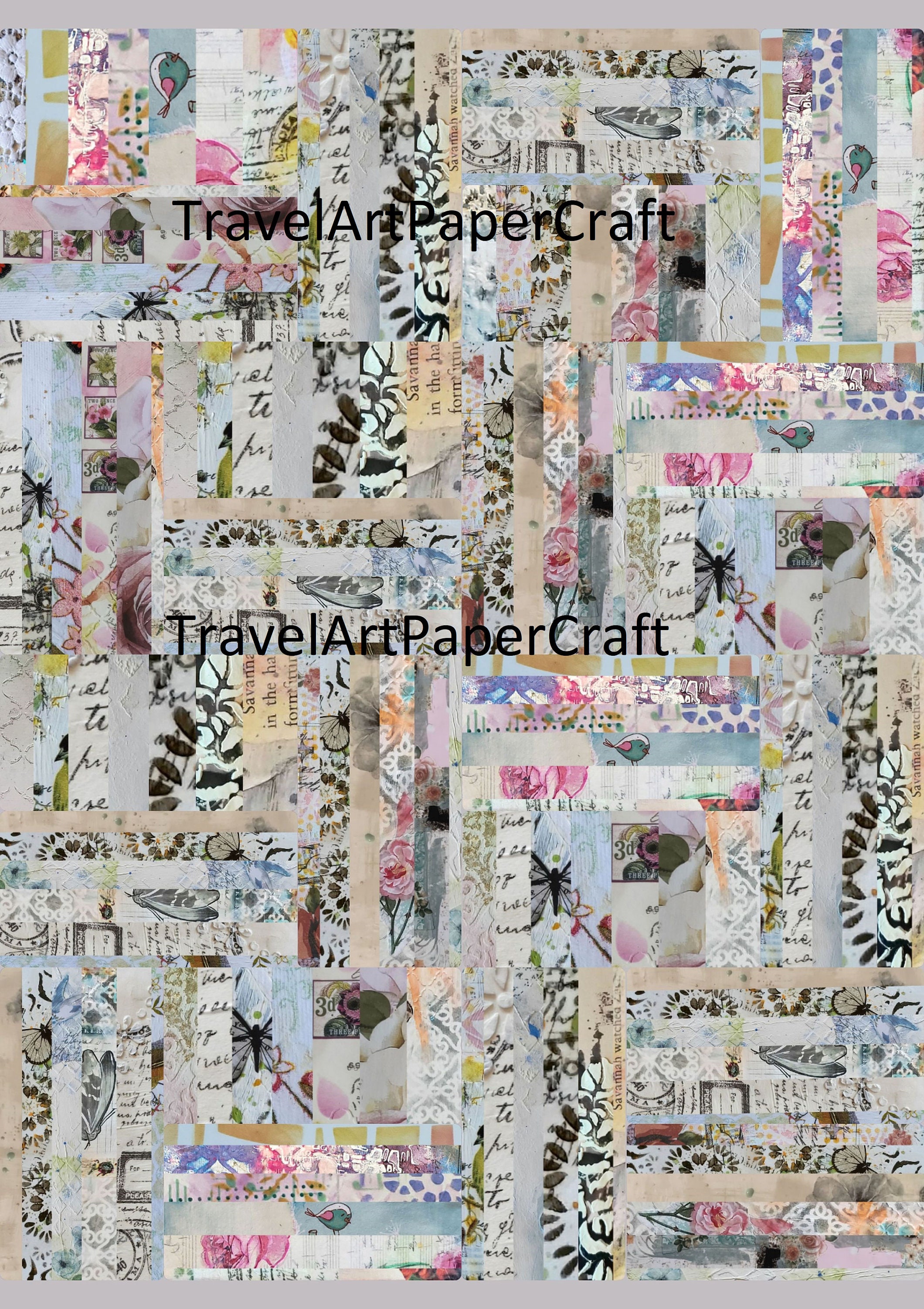 Collage Fodder White Set Mixed 1 Page Offcut Strips, 1 Mosaic Page and ...