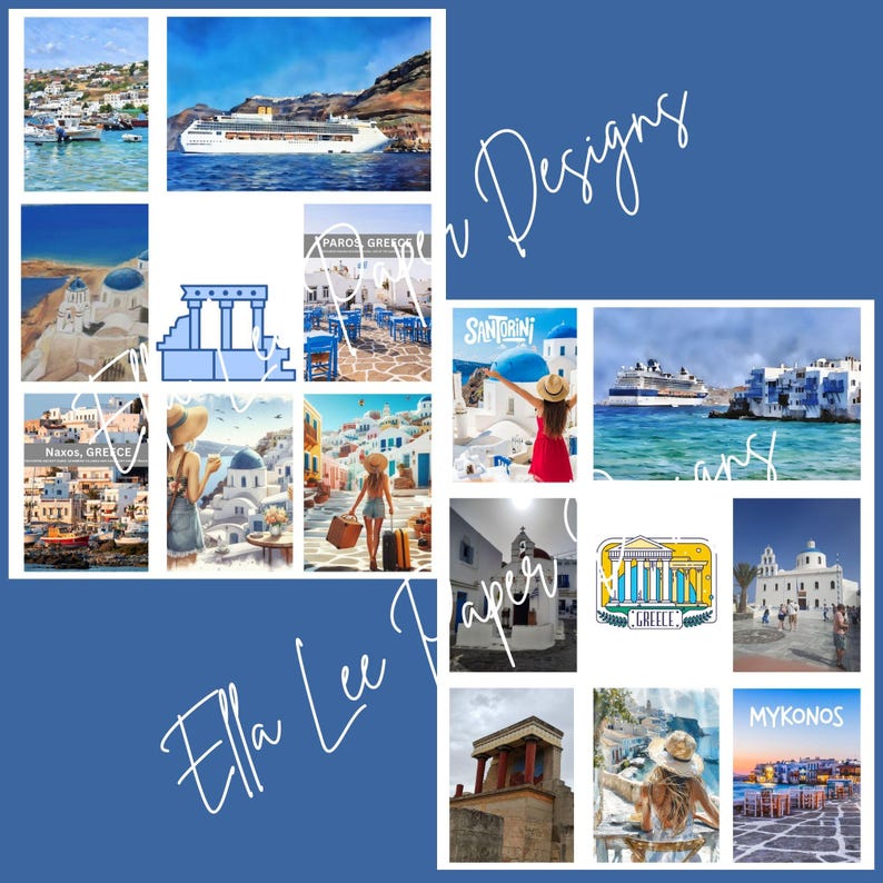 Greece Travel Vision Board Kit- Island Adventure Scrapbook Kit- Holiday ...