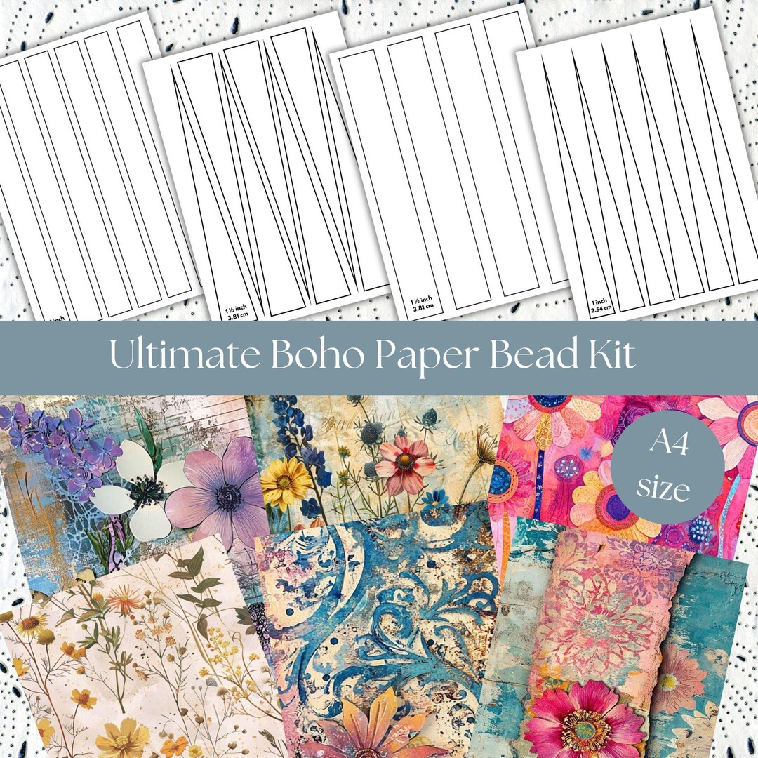 A4 | Ultimate Boho Paper Bead Kit | 6 Decorative Papers + 4 Bead ...