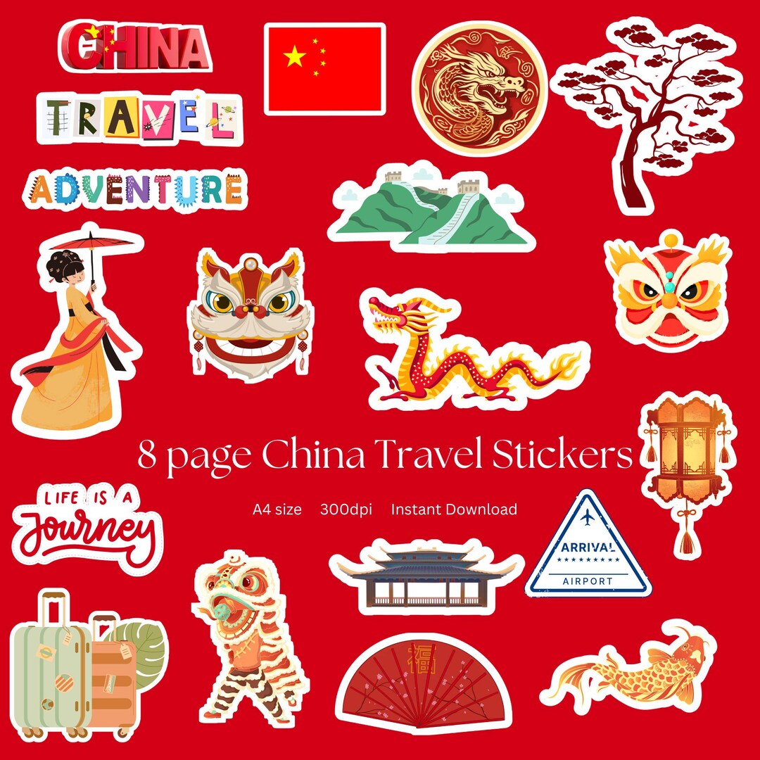 A4 China Stickers for Holidays Travelling Scrapbook Journal Stickers ...