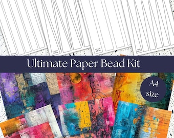 A4 | Ultimate Paper Bead Kit | 6 Decorative Papers + 4 Bead Templates ...