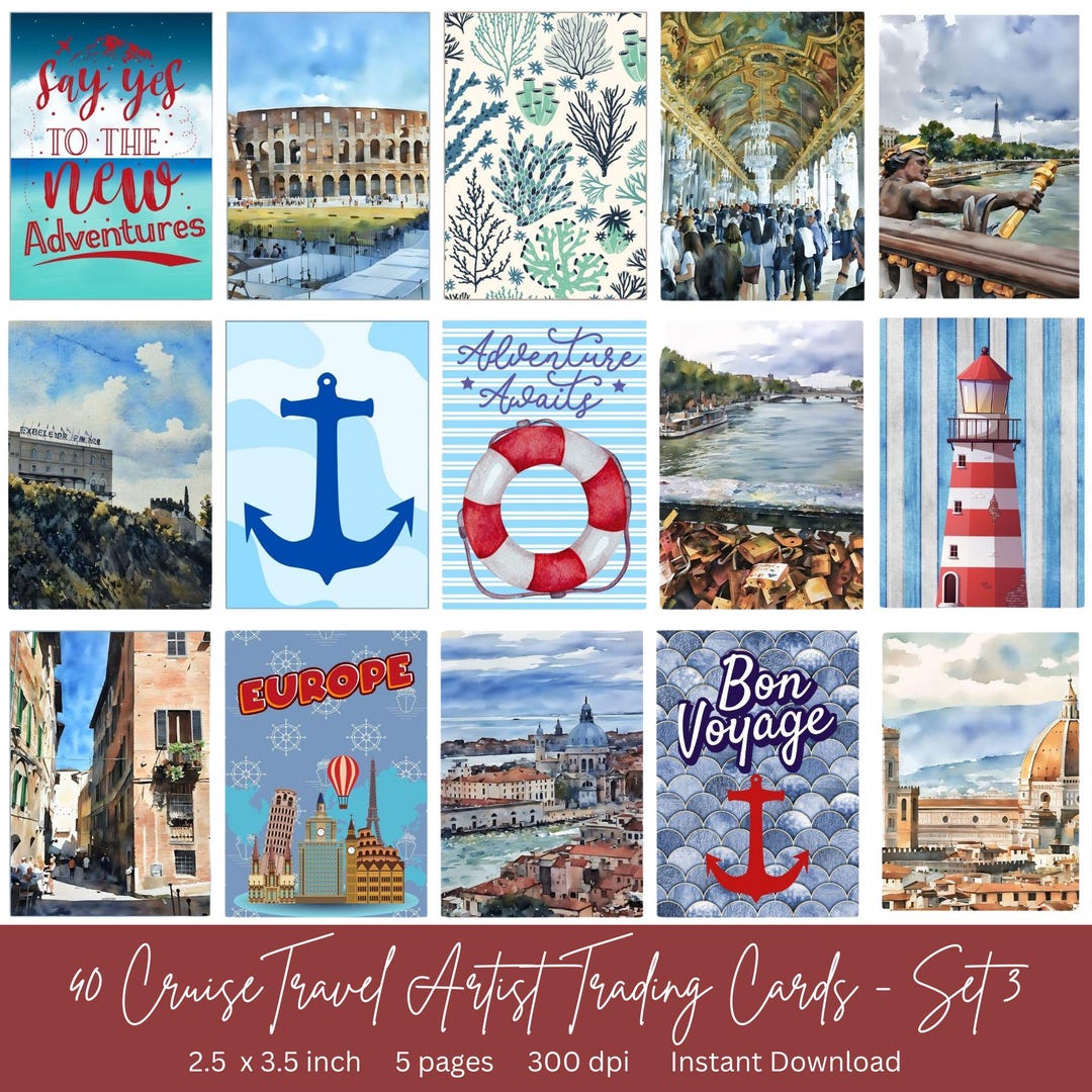 8.5x11 ATC Travel Ephemera Cruise Pack for Scrapbooking, Journaling and ...