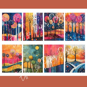 80 Whimsical Trees Artist Trading Cards | Instant Download | ATC Cards ...