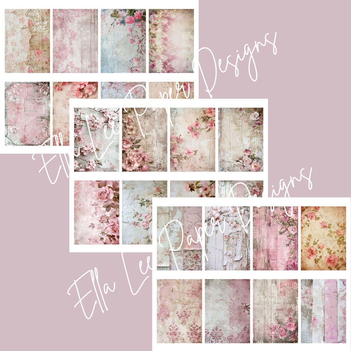 200 Shabby Chic Floral Digital Artist Trading Cards | Mega Set of ATC ...