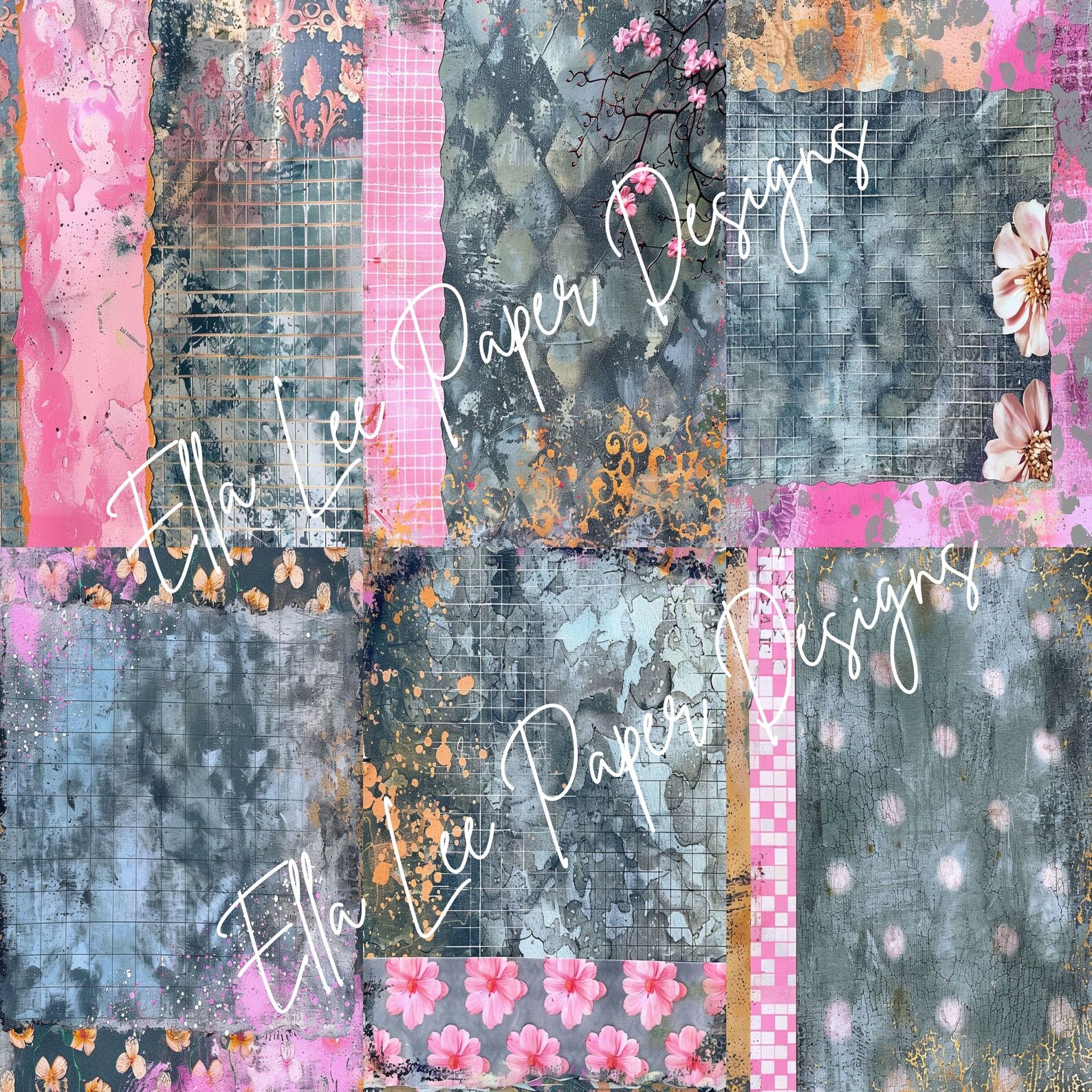 Mixed Media Backgrounds Digital Papers Junk Journal Paper Printable ...