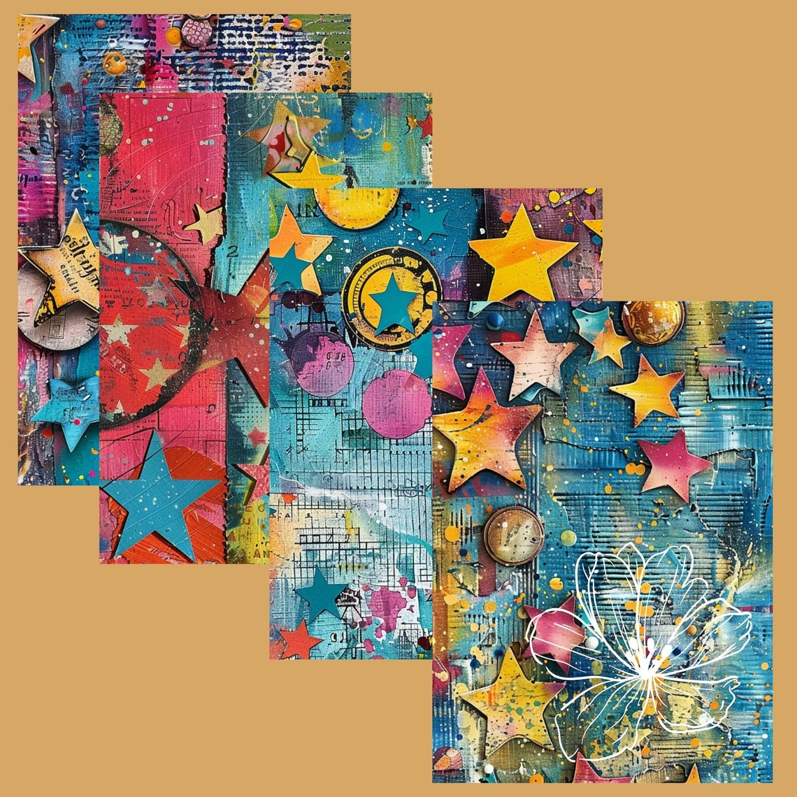 Mixed Media Digital Paper Junk Journal Paper Printable Paper Digital ...