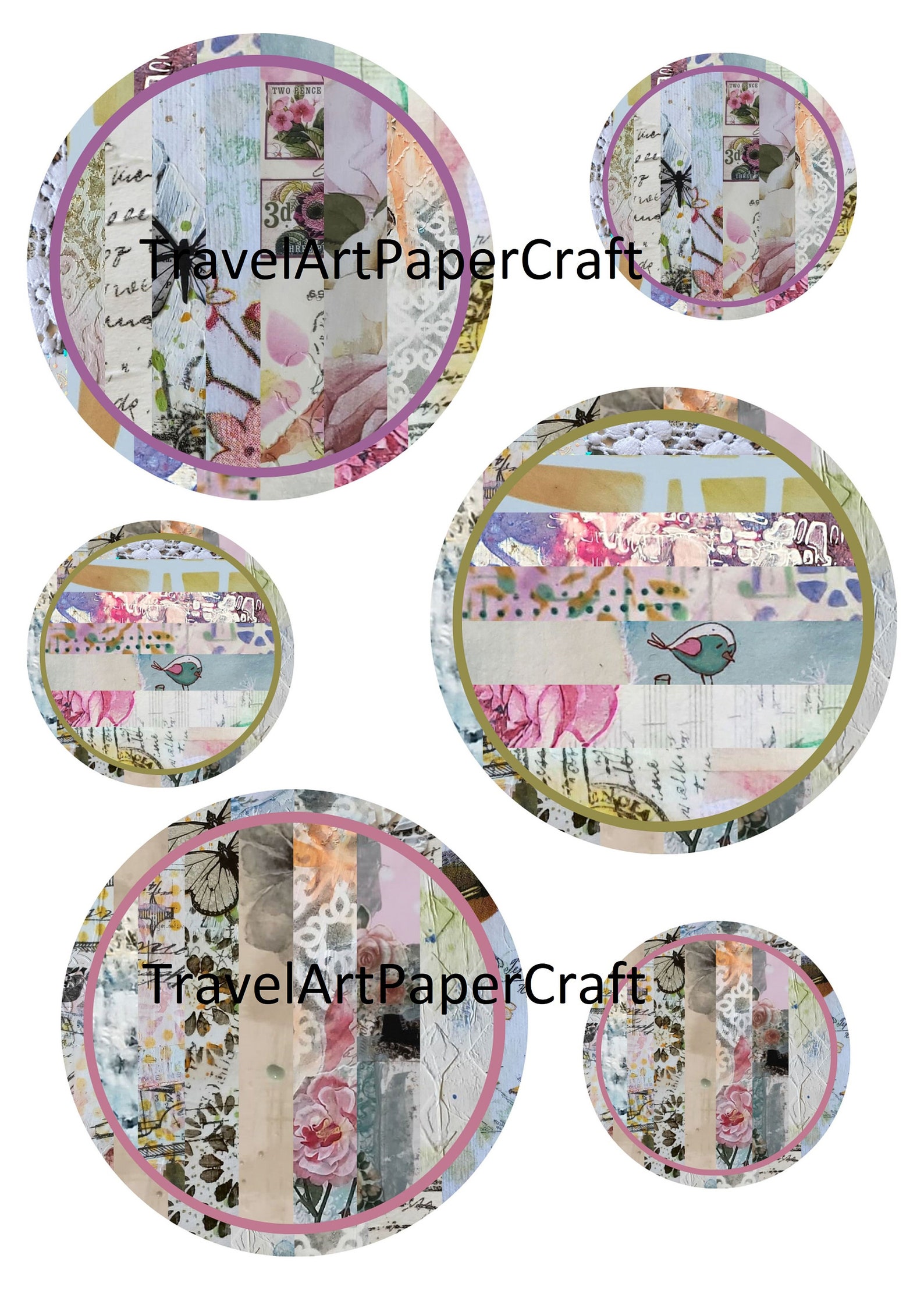 Collage Fodder White Set Mixed - 1 Page Offcut Strips, 1 Mosaic Page ...