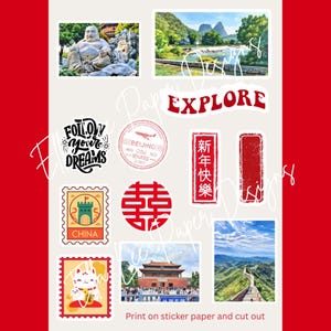 A4 China Stickers for Holidays Travelling Scrapbook Journal Stickers ...