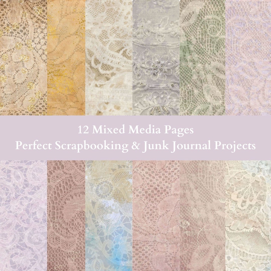 12 Mixed Media Background for Junk Journal Page, Scrapbook Page and ...