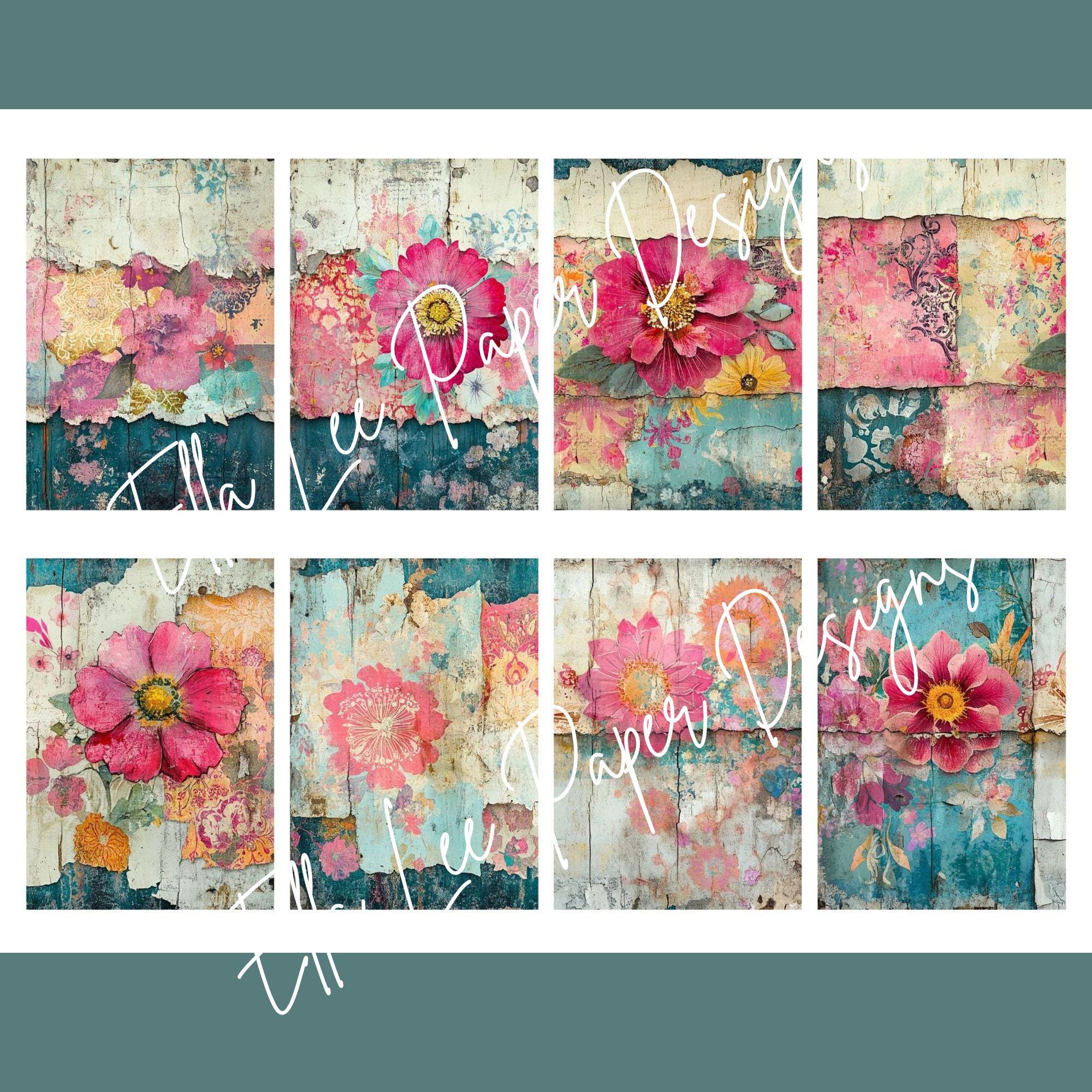 40 Boho Floral Digital Artist Trading Cards | Instant Download | ATC ...