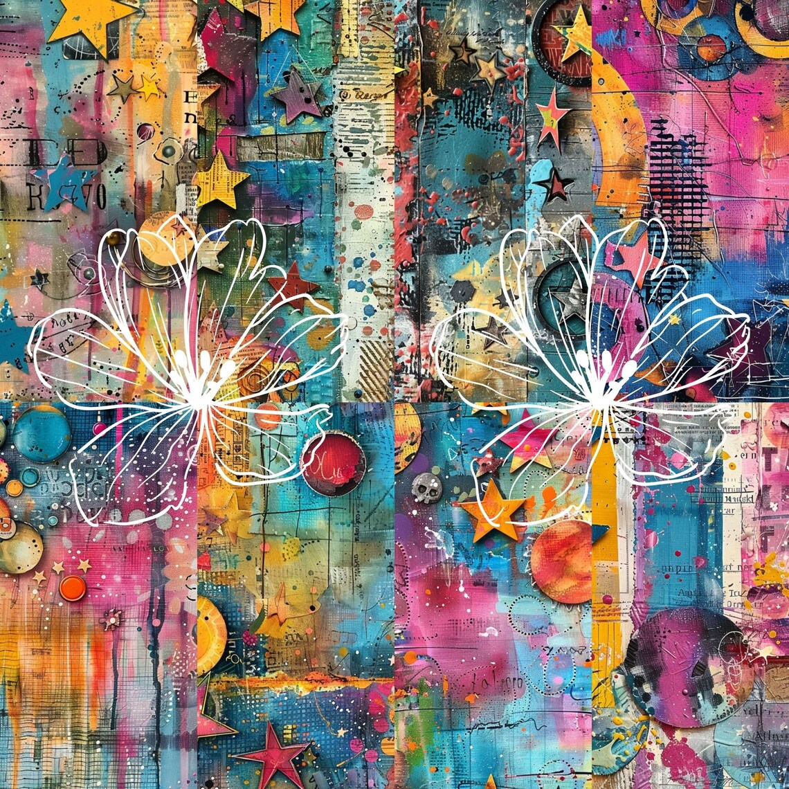 Mixed Media Digital Paper Junk Journal Paper Printable Paper Digital ...