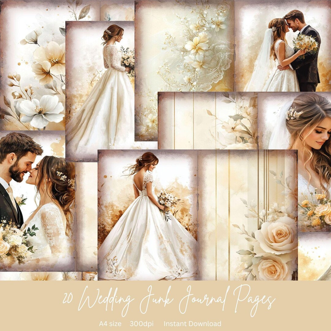 WEDDING PAPERS | 20 Pages| Junk Journal Set | Digital Download | Print ...