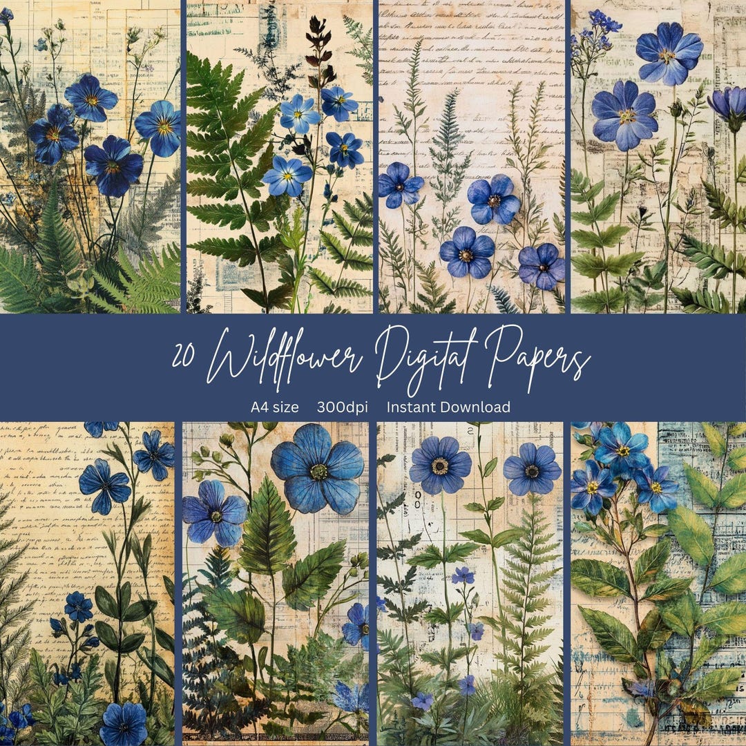 20 Mixed Media Paper Designs | A4 Size | Junk Journal Pages, Scrapbook ...