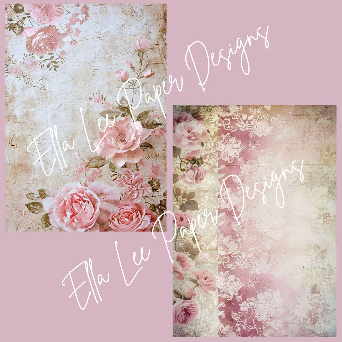 12 Dollhouse Wallpaper Designs | A4 Size | Shabby Chic Pink | Digital ...