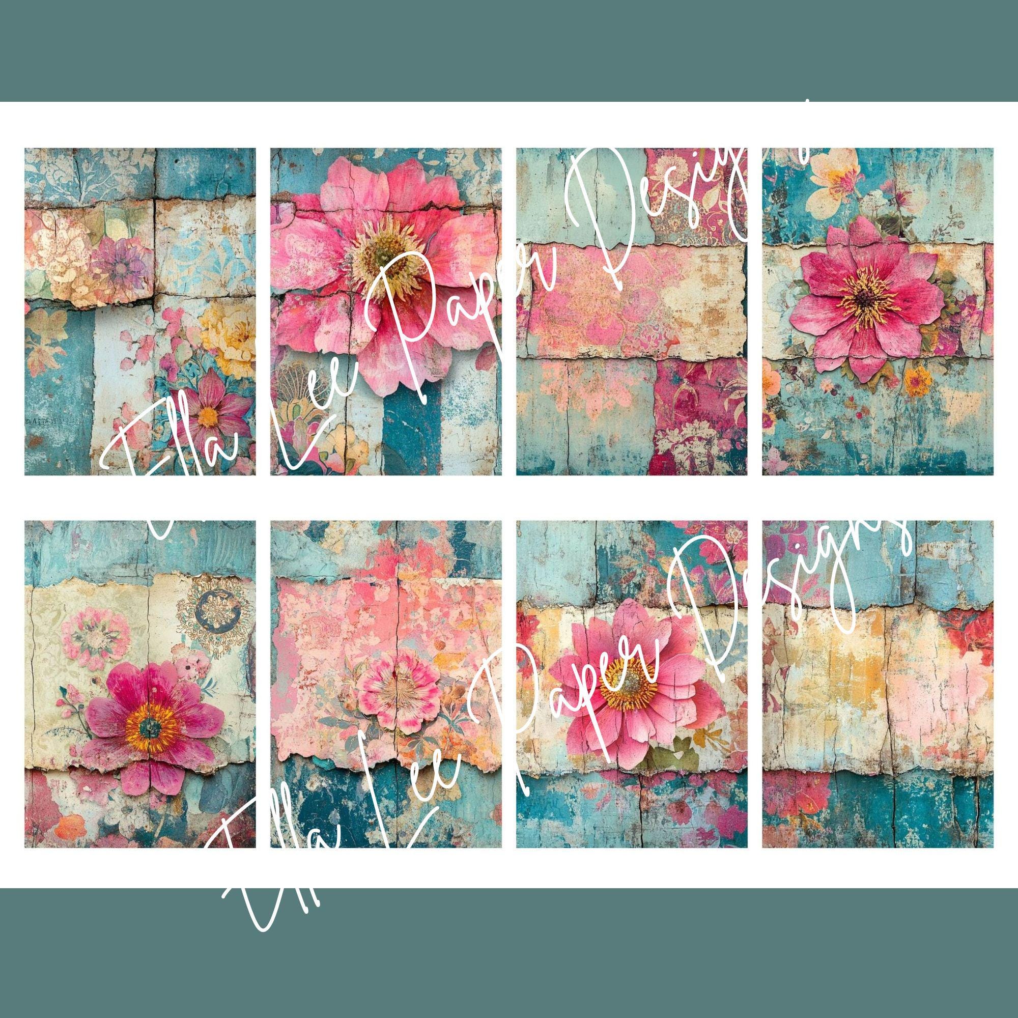 40 Boho Floral Digital Artist Trading Cards | Instant Download | ATC ...