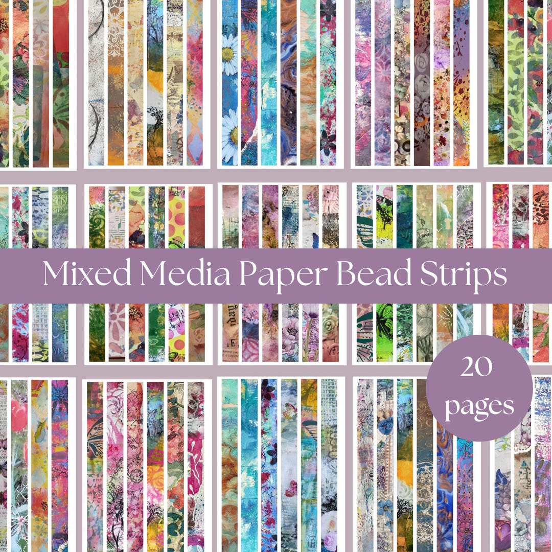 A4 | Mega Pack- 20 Pages Paper Bead Strips | 120 Colourful Mixed Media ...