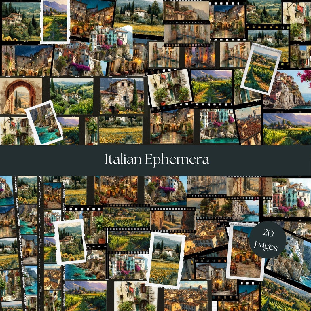 Italian Travel Ephemera MEGA PACK | 20 Pages | A4 Italy Ephemera | Junk ...