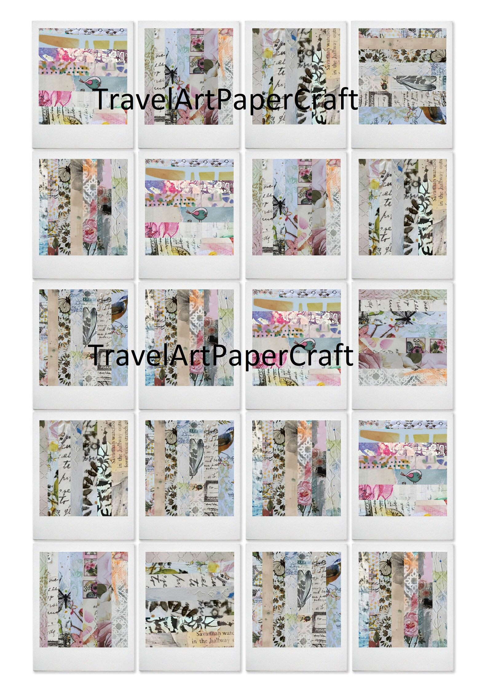 Collage Fodder White Set Mixed 1 Page Offcut Strips, 1 Mosaic Page and ...