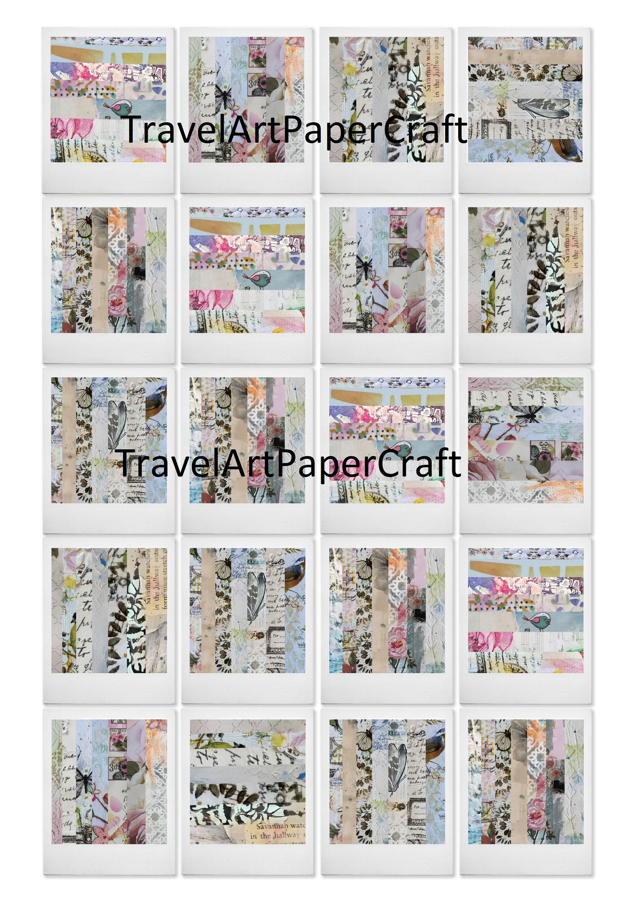 Collage Fodder White Set Mixed 1 Page Offcut Strips, 1 Mosaic Page and ...